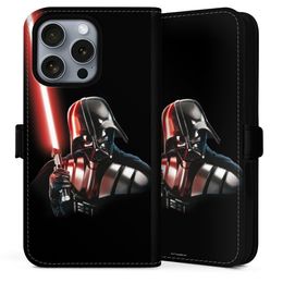 DeinDesign iPhone 16 Pro Max Handy Klapph&uuml;lle Handyh&uuml;lle aus Kunst Leder schwarz Flip Case Merchandise Darth Vader Star Wars Sideflip mit Lasche