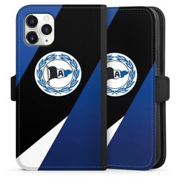 DeinDesign iPhone 11 Pro Handy Klapph&uuml;lle Handyh&uuml;lle aus Kunst Leder schwarz Flip Case Official Licensed Product Dsc Arminia Bielefeld Sideflip mit Lasche