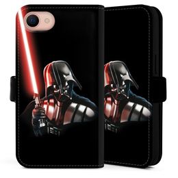 DeinDesign iPhone 16e Handy Klapph&uuml;lle Handyh&uuml;lle aus Kunst Leder schwarz Flip Case Merchandise Darth Vader Star Wars Sideflip mit Lasche