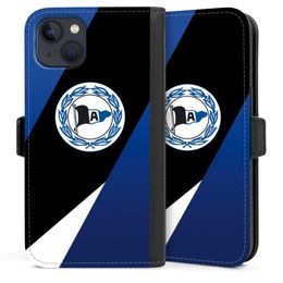 DeinDesign iPhone 13 Handy Klapph&uuml;lle Handyh&uuml;lle aus Kunst Leder schwarz Flip Case Official Licensed Product Dsc Arminia Bielefeld Sideflip mit Lasche
