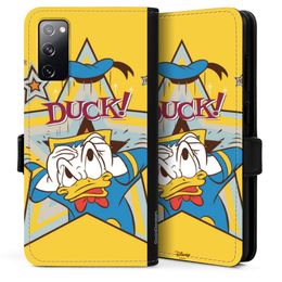 DeinDesign Galaxy S20 Handy Klapph&uuml;lle Handyh&uuml;lle aus Kunst Leder schwarz Flip Case Disney Official Licensed Product Donald Duck Sideflip mit Lasche