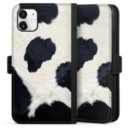 DeinDesign iPhone 11 Handy Klapph&uuml;lle Handyh&uuml;lle aus Kunst Leder schwarz Flip Case Animal Look Animal Print Cow Skin Sideflip mit Lasche