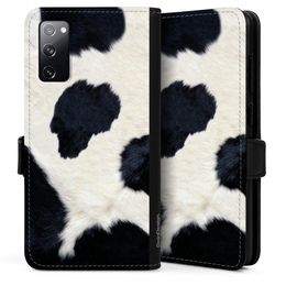 DeinDesign Galaxy S20 Handy Klapph&uuml;lle Handyh&uuml;lle aus Kunst Leder schwarz Flip Case Animal Print Animal Look Cow Skin Sideflip mit Lasche