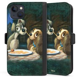 DeinDesign iPhone 13 Handy Klapph&uuml;lle Handyh&uuml;lle aus Kunst Leder schwarz Flip Case Lady And The Tramp Disney Official Licensed Product Sideflip mit Lasche