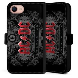 DeinDesign iPhone 16e Handy Klapph&uuml;lle Handyh&uuml;lle aus Kunst Leder schwarz Flip Case Merchandise Black Ice Acdc Sideflip mit Lasche