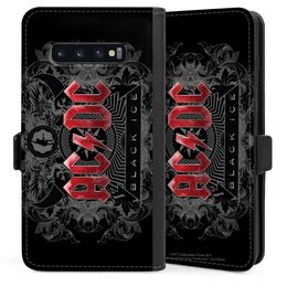 DeinDesign Galaxy S10 Plus Handy Klapph&uuml;lle Handyh&uuml;lle aus Kunst Leder schwarz Flip Case Merchandise Black Ice Acdc Sideflip mit Lasche
