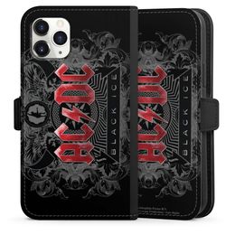 DeinDesign iPhone 11 Pro Handy Klapph&uuml;lle Handyh&uuml;lle aus Kunst Leder schwarz Flip Case Merchandise Black Ice Acdc Sideflip mit Lasche
