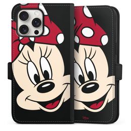 DeinDesign iPhone 15 Pro Max Handy Klapph&uuml;lle Handyh&uuml;lle aus Kunst Leder schwarz Flip Case Disney Minnie Mouse Official Licensed Product Sideflip mit Lasche