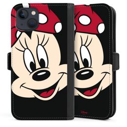 DeinDesign iPhone 13 Handy Klapph&uuml;lle Handyh&uuml;lle aus Kunst Leder schwarz Flip Case Disney Minnie Mouse Official Licensed Product Sideflip mit Lasche