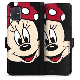 DeinDesign Galaxy A51 Handy Klapph&uuml;lle Handyh&uuml;lle aus Kunst Leder schwarz Flip Case Disney Minnie Mouse Official Licensed Product Sideflip mit Lasche
