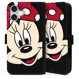 DeinDesign iPhone 16 Plus Handy Klapph&uuml;lle Handyh&uuml;lle aus Kunst Leder schwarz Flip Case Disney Minnie Mouse Official Licensed Product Sideflip mit Lasche