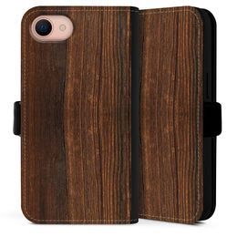 DeinDesign iPhone 16e Handy Klapph&uuml;lle Handyh&uuml;lle aus Kunst Leder schwarz Flip Case Wood Nut Tree Wooden Look Sideflip mit Lasche