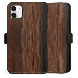 DeinDesign iPhone 11 Handy Klapph&uuml;lle Handyh&uuml;lle aus Kunst Leder schwarz Flip Case Wood Nut Tree Wooden Look Sideflip mit Lasche
