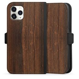 DeinDesign iPhone 11 Pro Handy Klapph&uuml;lle Handyh&uuml;lle aus Kunst Leder schwarz Flip Case Wooden Look Wood Nut Tree Sideflip mit Lasche