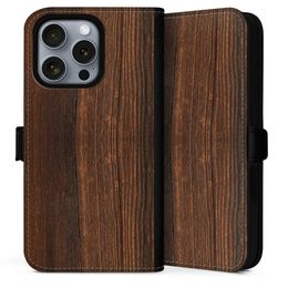 DeinDesign iPhone 16 Pro Max Handy Klapph&uuml;lle Handyh&uuml;lle aus Kunst Leder schwarz Flip Case Wood Nut Tree Wooden Look Sideflip mit Lasche