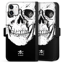 DeinDesign iPhone 11 Handy Klapph&uuml;lle Handyh&uuml;lle aus Kunst Leder schwarz Flip Case Totenkopf Fc St. Pauli Official Licensed Product Sideflip mit Lasche