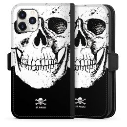 DeinDesign iPhone 11 Pro Handy Klapph&uuml;lle Handyh&uuml;lle aus Kunst Leder schwarz Flip Case Totenkopf Fc St. Pauli Official Licensed Product Sideflip mit Lasche