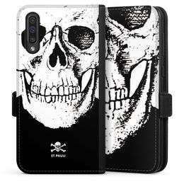DeinDesign Galaxy A50 Handy Klapph&uuml;lle Handyh&uuml;lle aus Kunst Leder schwarz Flip Case Totenkopf Fc St. Pauli Official Licensed Product Sideflip mit Lasche