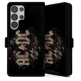 DeinDesign Galaxy S25 Ultra Handy Klapph&uuml;lle Handyh&uuml;lle aus Kunst Leder schwarz Flip Case Rock Or Bust Official Licensed Product Acdc Sideflip mit Lasche