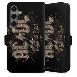 DeinDesign Galaxy S25 Handy Klapph&uuml;lle Handyh&uuml;lle aus Kunst Leder schwarz Flip Case Rock Or Bust Official Licensed Product Acdc Sideflip mit Lasche