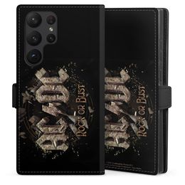 DeinDesign Galaxy S23 Ultra Handy Klapph&uuml;lle Handyh&uuml;lle aus Kunst Leder schwarz Flip Case Rock Or Bust Official Licensed Product Acdc Sideflip mit Lasche