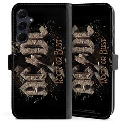 DeinDesign Galaxy A55 5G Handy Klapph&uuml;lle Handyh&uuml;lle aus Kunst Leder schwarz Flip Case Rock Or Bust Official Licensed Product Acdc Sideflip mit Lasche