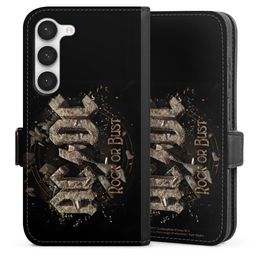 DeinDesign Galaxy S23 Handy Klapph&uuml;lle Handyh&uuml;lle aus Kunst Leder schwarz Flip Case Rock Or Bust Official Licensed Product Acdc Sideflip mit Lasche