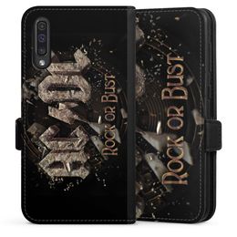 DeinDesign Galaxy A50 Handy Klapph&uuml;lle Handyh&uuml;lle aus Kunst Leder schwarz Flip Case Rock Or Bust Official Licensed Product Acdc Sideflip mit Lasche