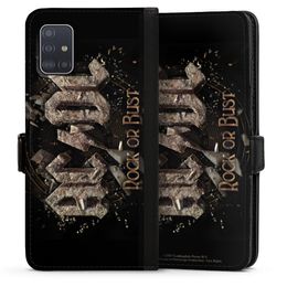 DeinDesign Galaxy A51 Handy Klapph&uuml;lle Handyh&uuml;lle aus Kunst Leder schwarz Flip Case Rock Or Bust Official Licensed Product Acdc Sideflip mit Lasche