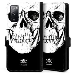 DeinDesign Galaxy S20 Handy Klapph&uuml;lle Handyh&uuml;lle aus Kunst Leder schwarz Flip Case Totenkopf Fc St. Pauli Official Licensed Product Sideflip mit Lasche