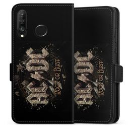 DeinDesign Huawei P30 Lite Handy Klapph&uuml;lle Handyh&uuml;lle aus Kunst Leder schwarz Flip Case Official Licensed Product Rock Or Bust Acdc Sideflip mit Lasche