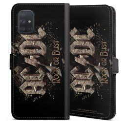 DeinDesign Galaxy A71 Handy Klapph&uuml;lle Handyh&uuml;lle aus Kunst Leder schwarz Flip Case Rock Or Bust Official Licensed Product Acdc Sideflip mit Lasche