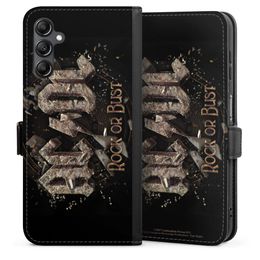 DeinDesign Galaxy A14 5G Handy Klapph&uuml;lle Handyh&uuml;lle aus Kunst Leder schwarz Flip Case Rock Or Bust Official Licensed Product Acdc Sideflip mit Lasche