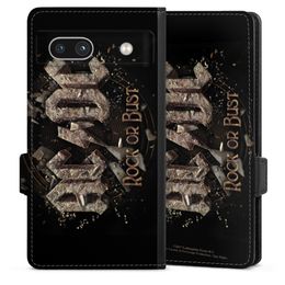 DeinDesign Google Pixel 7a Handy Klapph&uuml;lle Handyh&uuml;lle aus Kunst Leder schwarz Flip Case Rock Or Bust Official Licensed Product Acdc Sideflip mit Lasche