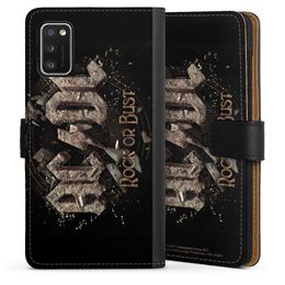 DeinDesign Galaxy A41 Handy Klapph&uuml;lle Handyh&uuml;lle aus Kunst Leder schwarz Flip Case Rock Or Bust Official Licensed Product Acdc Sideflip mit Lasche