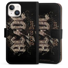 DeinDesign iPhone 14 Handy Klapph&uuml;lle Handyh&uuml;lle aus Kunst Leder schwarz Flip Case Rock Or Bust Official Licensed Product Acdc Sideflip mit Lasche