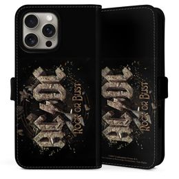 DeinDesign iPhone 16 Pro Handy Klapph&uuml;lle Handyh&uuml;lle aus Kunst Leder schwarz Flip Case Rock Or Bust Official Licensed Product Acdc Sideflip mit Lasche