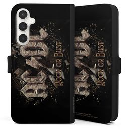 DeinDesign Galaxy S24 FE 5G Handy Klapph&uuml;lle Handyh&uuml;lle aus Kunst Leder schwarz Flip Case Rock Or Bust Official Licensed Product Acdc Sideflip mit Lasche