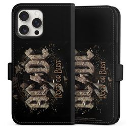 DeinDesign iPhone 15 Pro Max Handy Klapph&uuml;lle Handyh&uuml;lle aus Kunst Leder schwarz Flip Case Official Licensed Product Rock Or Bust Acdc Sideflip mit Lasche