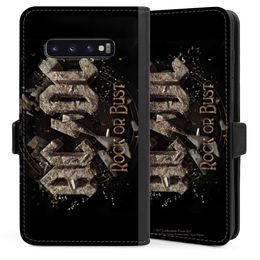 DeinDesign Galaxy S10 Plus Handy Klapph&uuml;lle Handyh&uuml;lle aus Kunst Leder schwarz Flip Case Rock Or Bust Official Licensed Product Acdc Sideflip mit Lasche