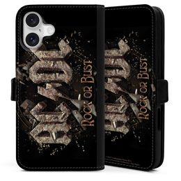 DeinDesign iPhone 16 Plus Handy Klapph&uuml;lle Handyh&uuml;lle aus Kunst Leder schwarz Flip Case Rock Or Bust Official Licensed Product Acdc Sideflip mit Lasche