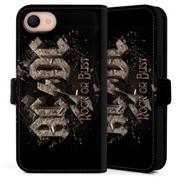 DeinDesign iPhone 16e Handy Klapph&uuml;lle Handyh&uuml;lle aus Kunst Leder schwarz Flip Case Rock Or Bust Official Licensed Product Acdc Sideflip mit Lasche