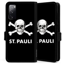 DeinDesign Galaxy S20 Handy Klapph&uuml;lle Handyh&uuml;lle aus Kunst Leder schwarz Flip Case Totenkopf Fc St. Pauli Official Licensed Product Sideflip mit Lasche
