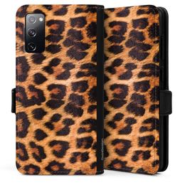 DeinDesign Galaxy S20 Handy Klapph&uuml;lle Handyh&uuml;lle aus Kunst Leder schwarz Flip Case Animal Print Leopard Fur Sideflip mit Lasche