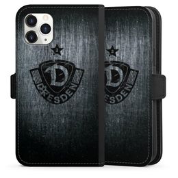 DeinDesign iPhone 11 Pro Handy Klapph&uuml;lle Handyh&uuml;lle aus Kunst Leder schwarz Flip Case Sg Dynamo Dresden Official Licensed Product Vintage Sideflip mit Lasche