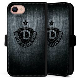 DeinDesign iPhone 16e Handy Klapph&uuml;lle Handyh&uuml;lle aus Kunst Leder schwarz Flip Case Sg Dynamo Dresden Official Licensed Product Vintage Sideflip mit Lasche