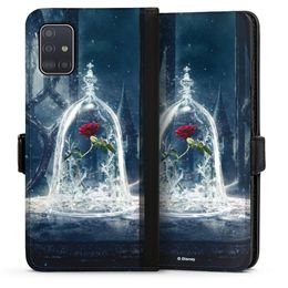 DeinDesign Galaxy A51 Handy Klapph&uuml;lle Handyh&uuml;lle aus Kunst Leder schwarz Flip Case Rose The Beauty And The Beast Disney Princess Sideflip mit Lasche