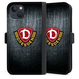 DeinDesign iPhone 13 Handy Klapph&uuml;lle Handyh&uuml;lle aus Kunst Leder schwarz Flip Case Sgd Official Licensed Product Sg Dynamo Dresden Sideflip mit Lasche