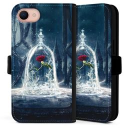 DeinDesign iPhone 16e Handy Klapph&uuml;lle Handyh&uuml;lle aus Kunst Leder schwarz Flip Case Rose The Beauty And The Beast Disney Princess Sideflip mit Lasche