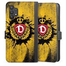DeinDesign Galaxy A32 4G Handy Klapph&uuml;lle Handyh&uuml;lle aus Kunst Leder schwarz Flip Case Official Licensed Product Soccer Sg Dynamo Dresden Sideflip mit Lasche